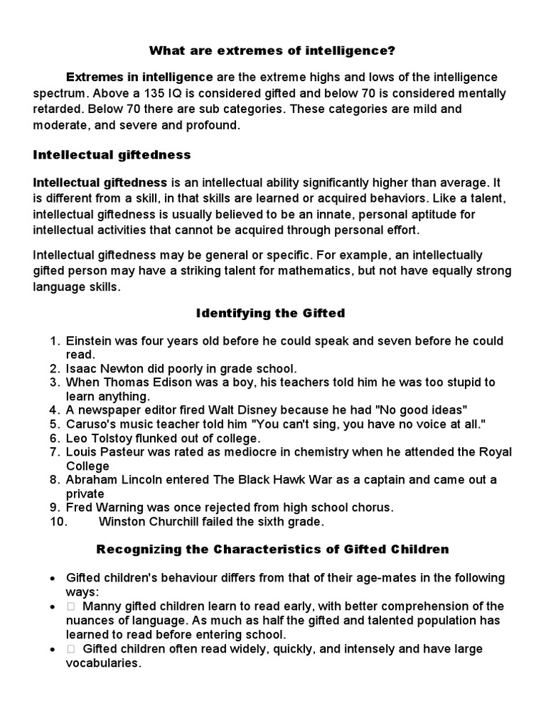 What Are Extremes of Intelligence | PDF | Academic Discipline ...