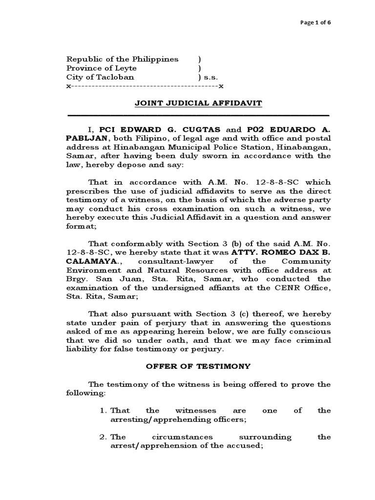 Judicial Affidavit | PDF | Affidavit | Perjury