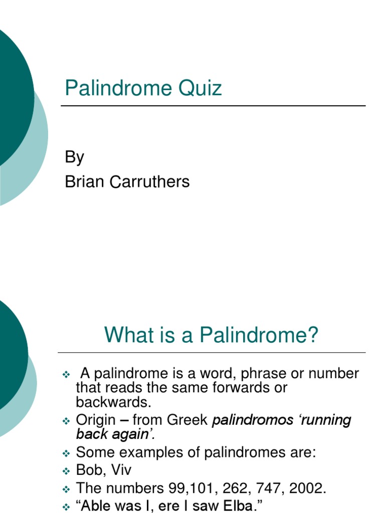 Palindromes | PDF