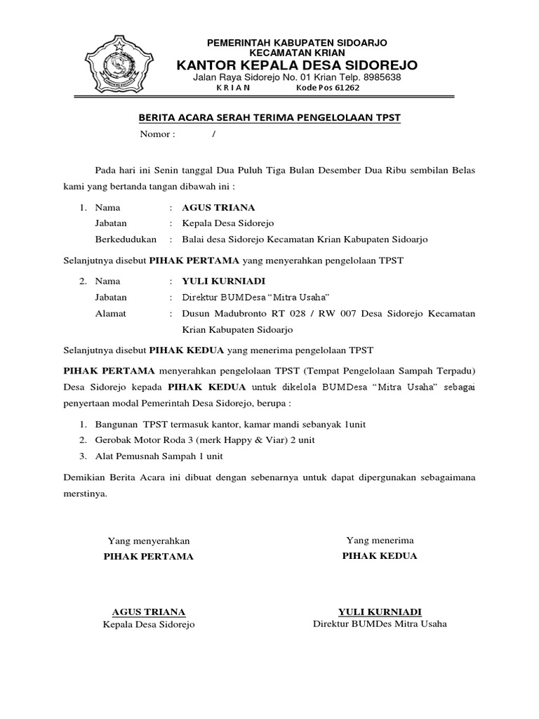 Serah Terima Bumdes | PDF