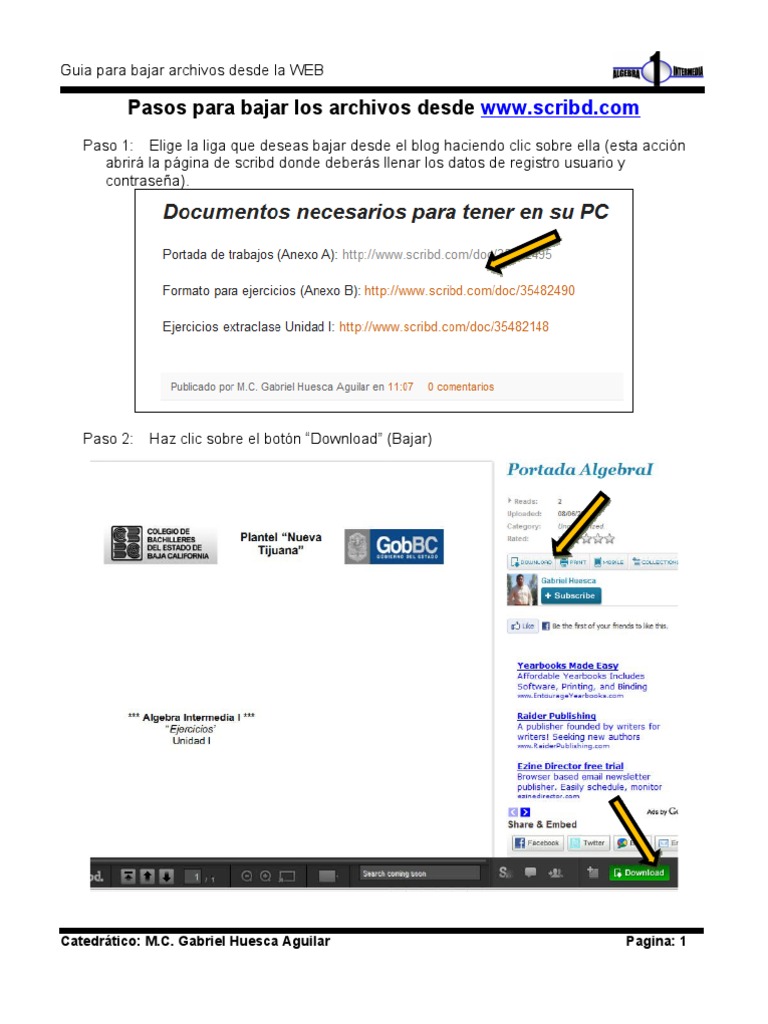 Pasos para Bajar Archivos en Scribd | PDF