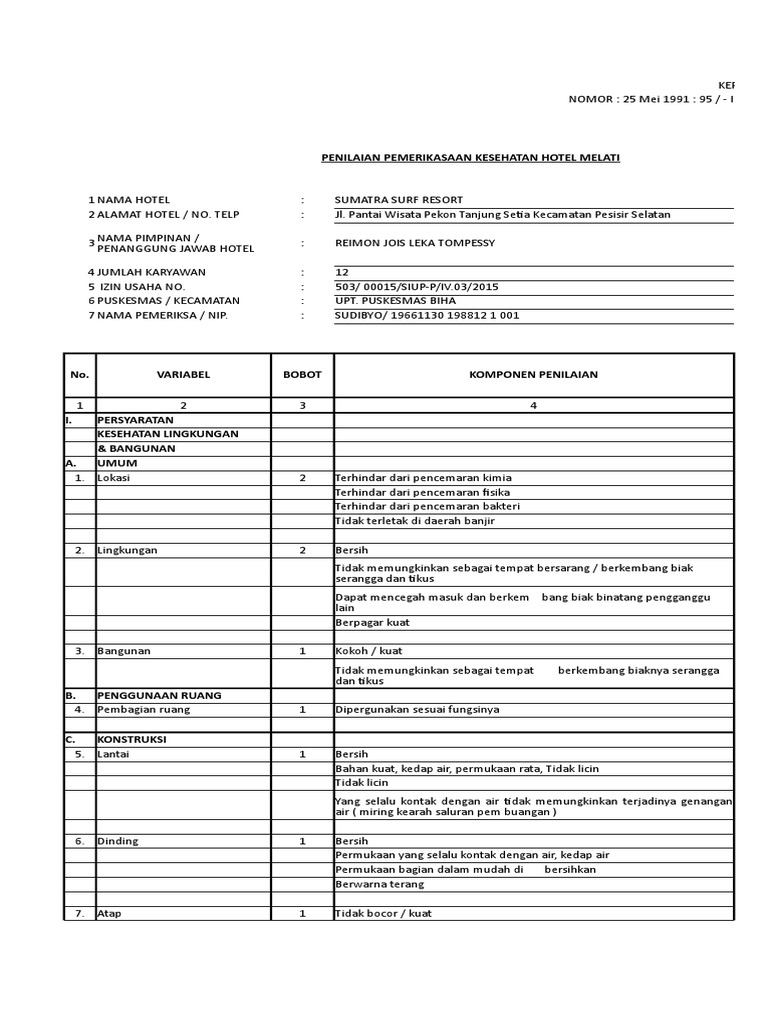 Form Ikl Hotel | PDF