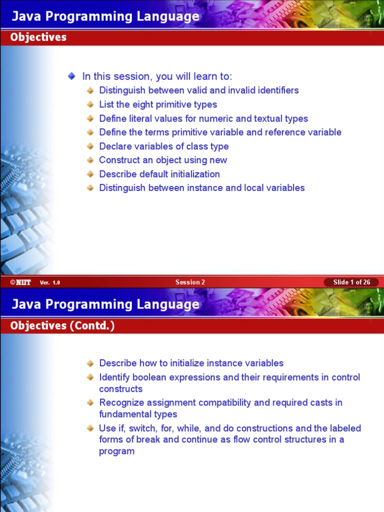 JAVA Session02 | PDF | Variable (Computer Science) | Parameter (Computer Programming)