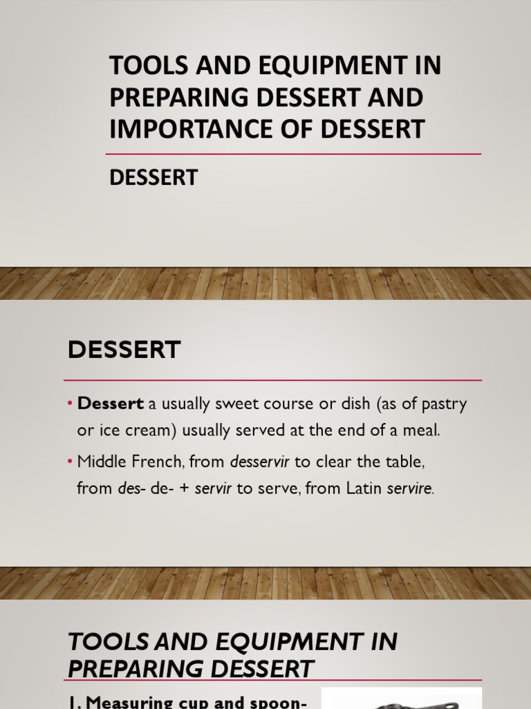 Essential Tools for Dessert Preparation | PDF | Desserts | Spoon