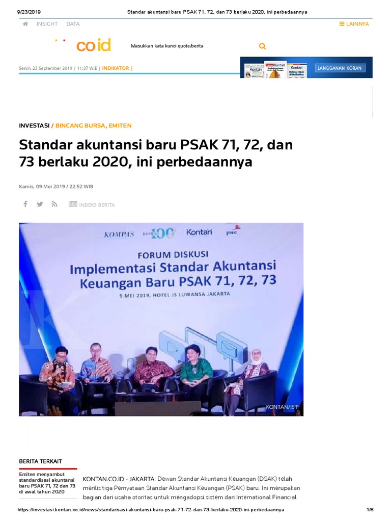 Standar Akuntansi Baru PSAK 71, 72, Dan 73 Berlaku 2020, Ini ...