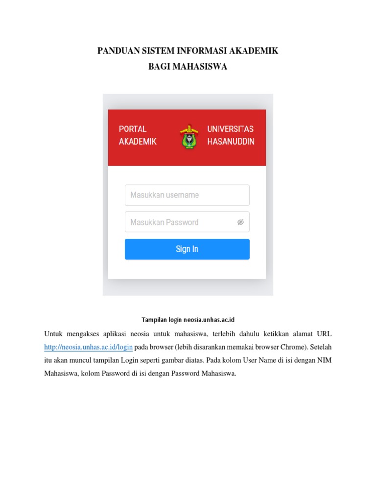 Panduan Login Neosia Untuk Mahasiswa Pdf