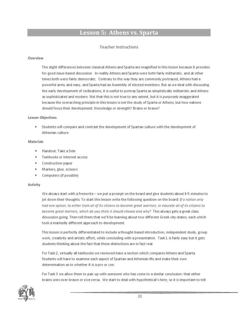 Athens Vs Sparta Activity Pdf Pdf Sparta Citizenship