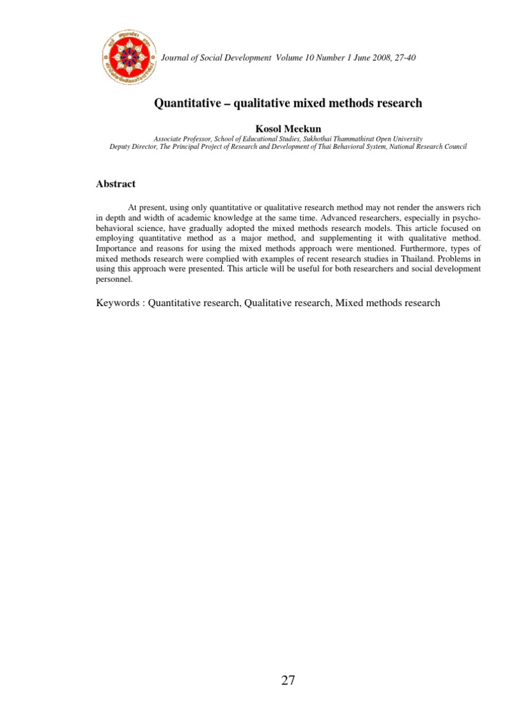 Mixed Methods Research | PDF