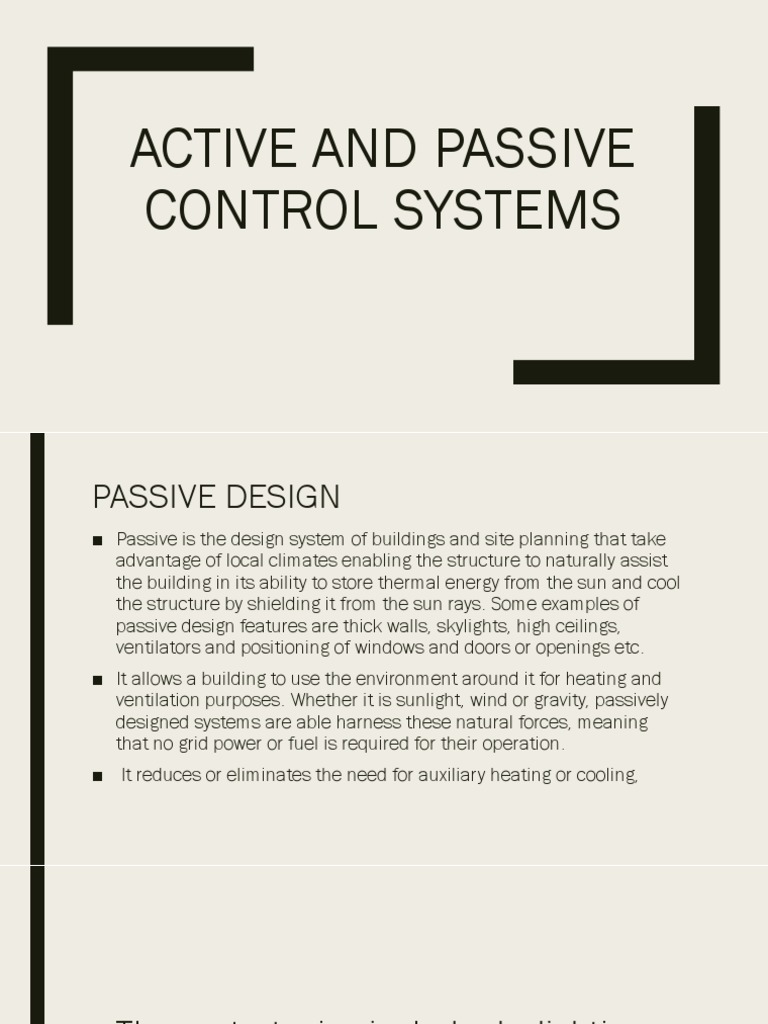 Active and Passive CONTROL SYSTEMS | PDF