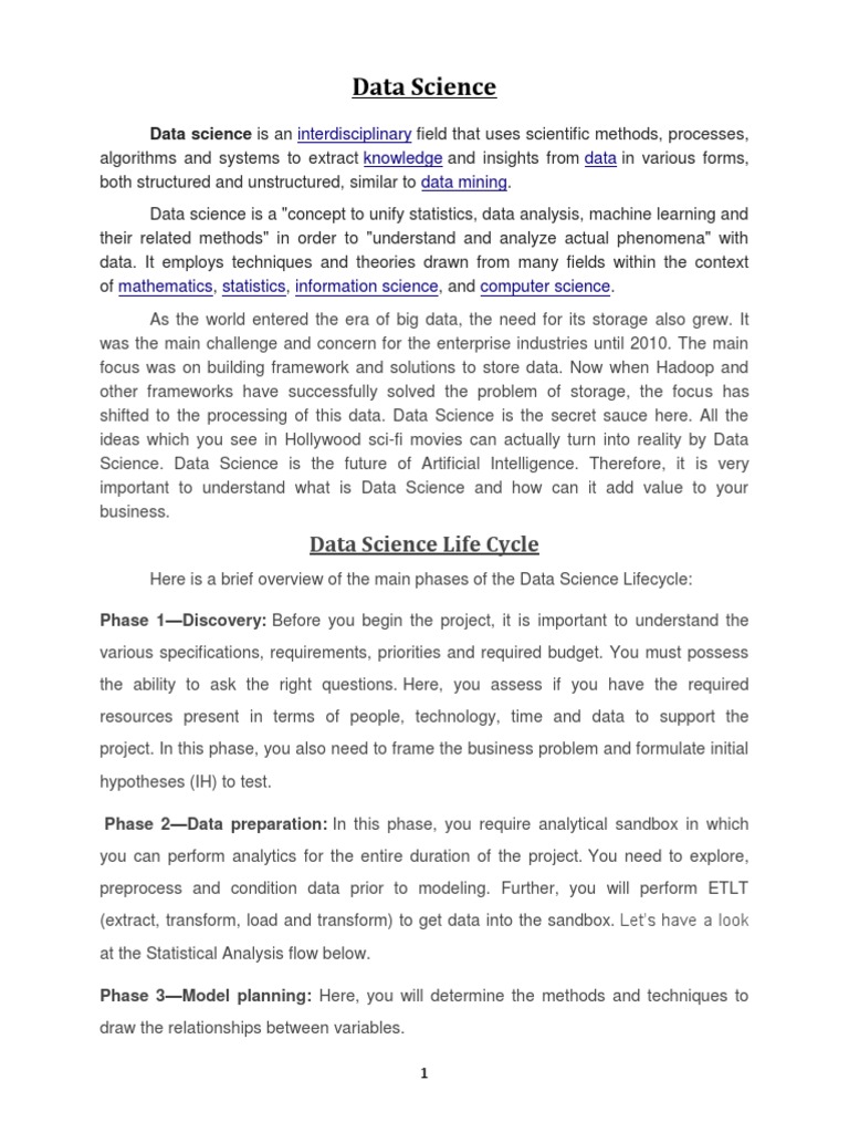 Data Science | PDF | Data Science | Data Analysis
