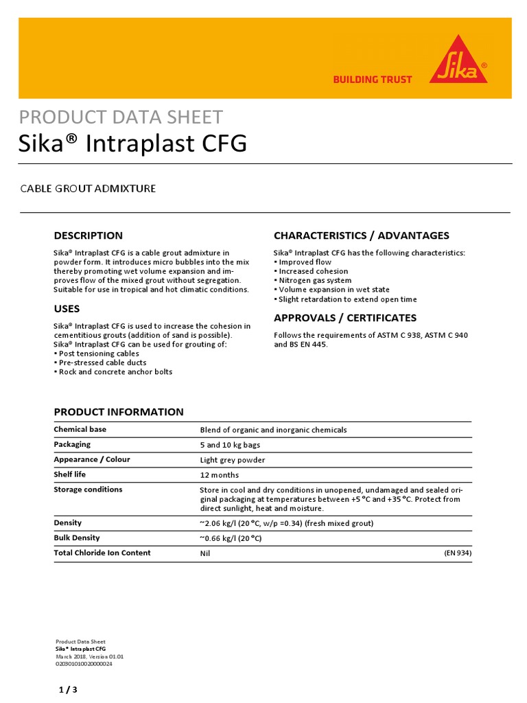 2 - Sika Intraplast CFG - PDS - GCC - (03-2018) - 1 - 1 | PDF ...