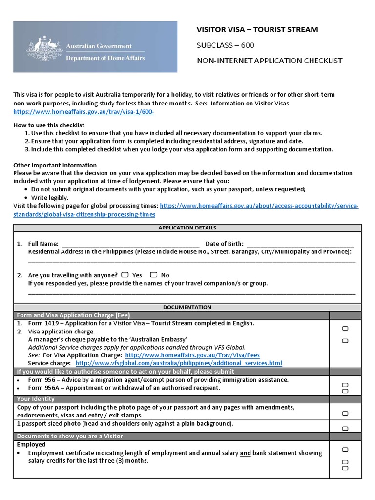 Australia Visa Checklist PDF | PDF | Travel Visa | Passport