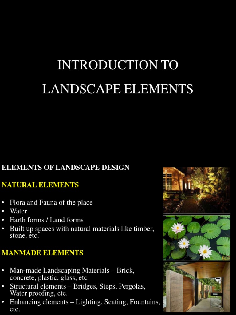 Introduction to Landscape Elements | PDF | Gardens | Pond