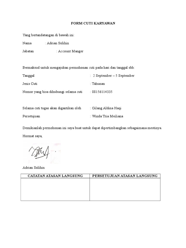 Form Cuti Karyawan | PDF