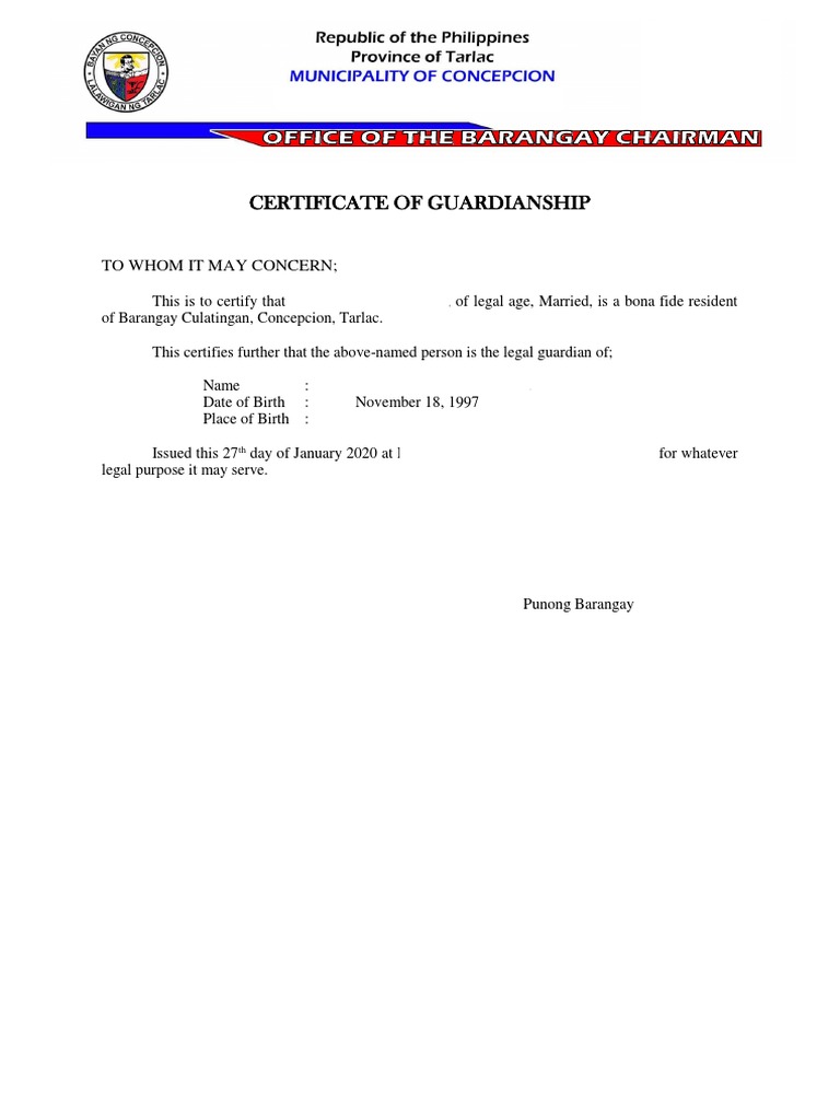 Certificate of Guardianship | PDF
