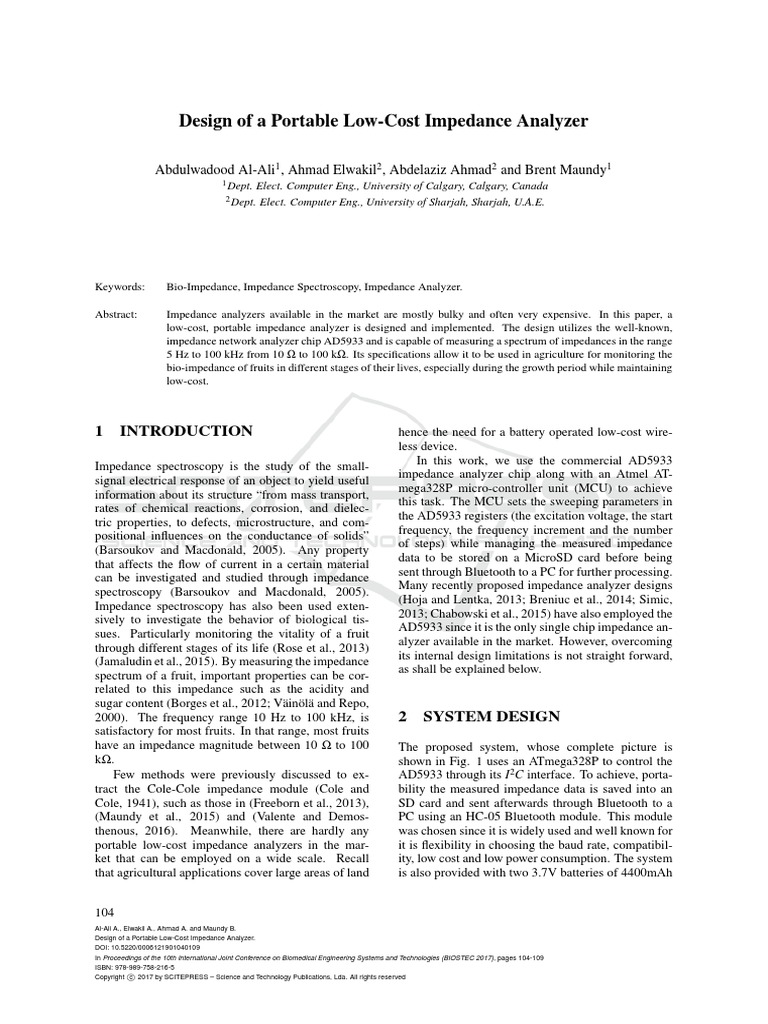 Design of A Portable Low-Cost Impedance Analyzer | PDF | Analog To ...