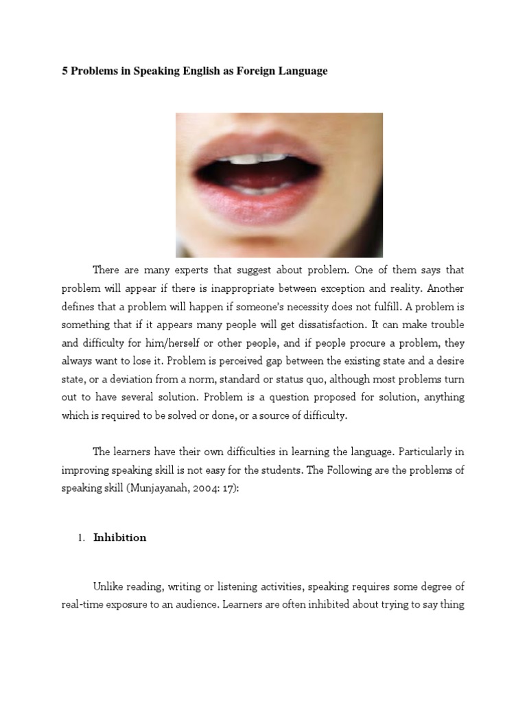 5 Problems in Speaking English As Foreig | PDF | Classroom | Learning