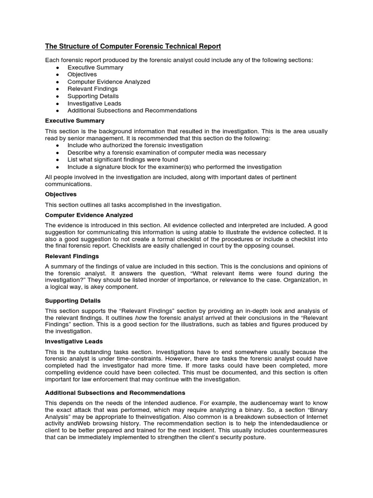 Computer Forensic Report Structure | PDF | Forensic Science | Computer ...