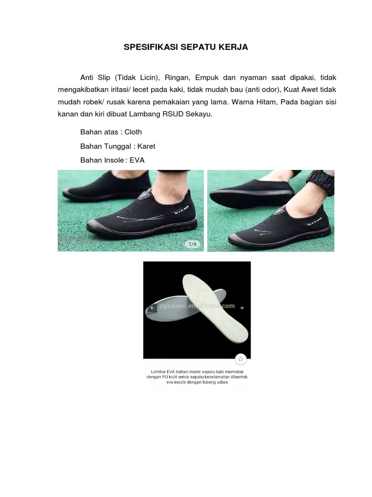 Spesifikasi Sepatu Kerja | PDF