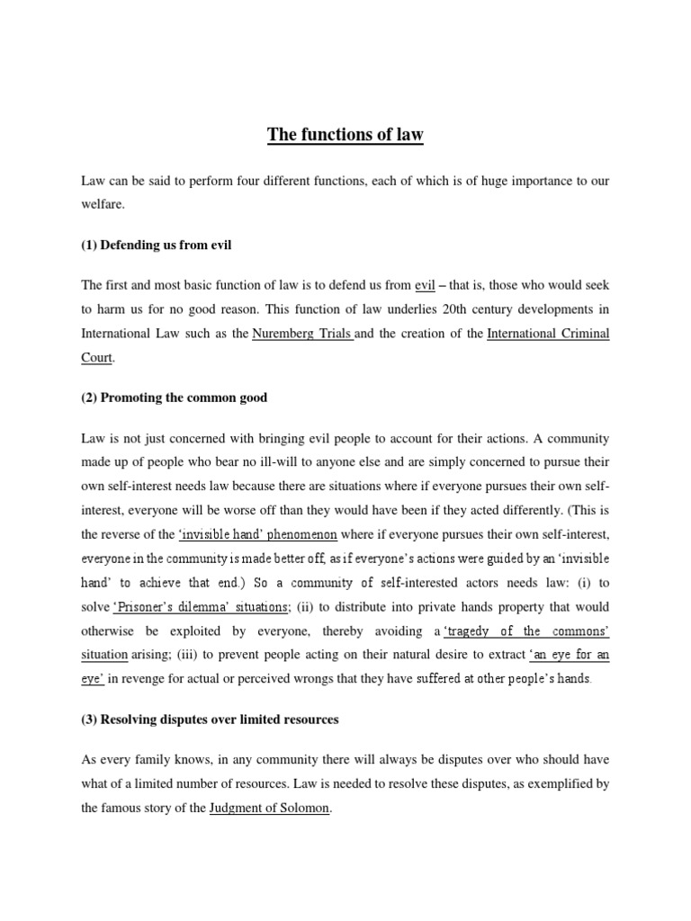 Essential Functions of Law | PDF | Rule Of Law | Morality