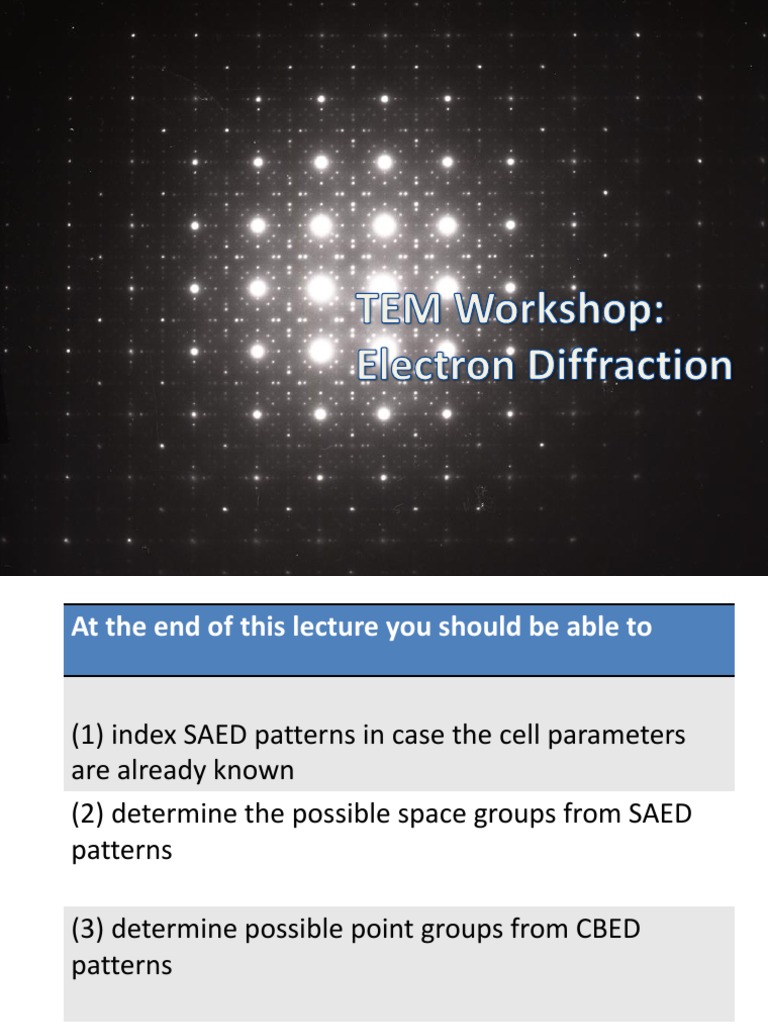 Tem Workshop Electron Diffraction PDF | PDF | Physical Sciences | Atomic