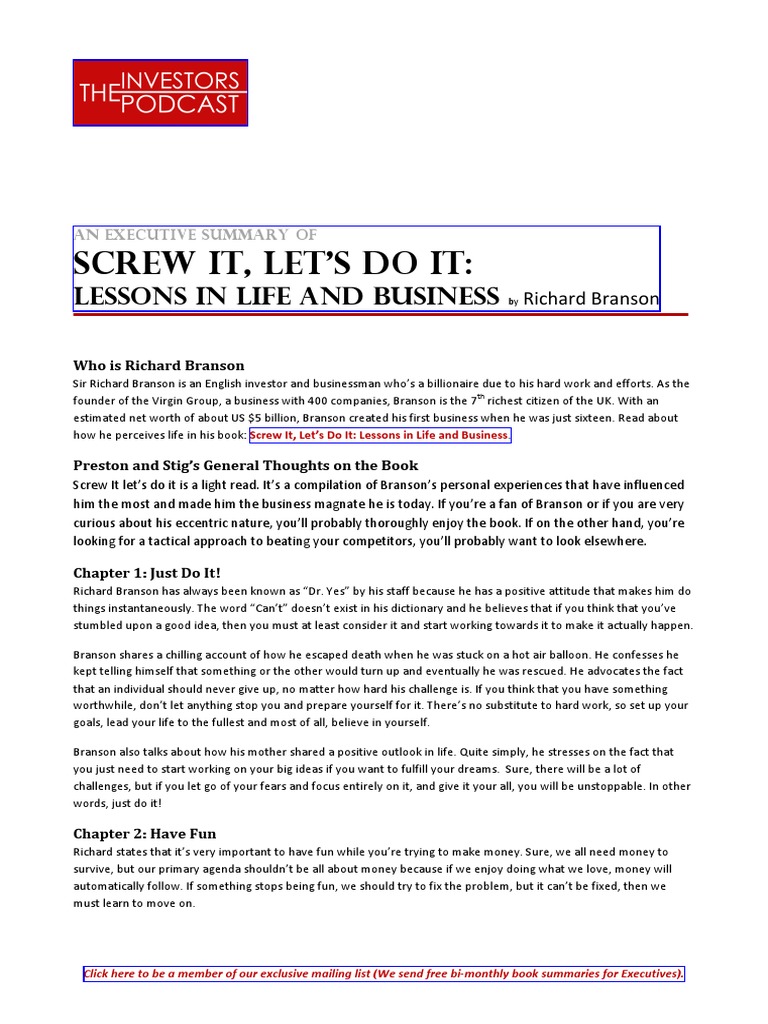 ScrewItLetsDoIt PDF | PDF | Career & Growth | Self-Improvement