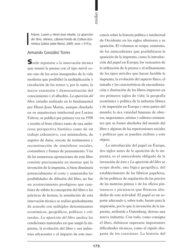 Aparicion Del Libro Febvre Lucien Henri Jean | PDF | Libros | Era de ...