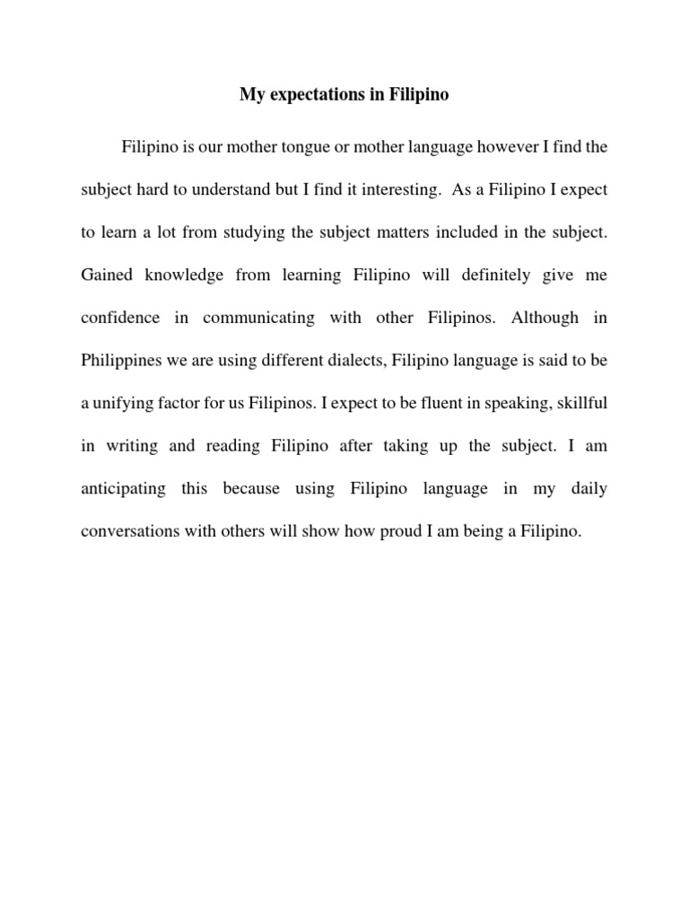 My Expectations in Filipino | PDF | Learning | Science