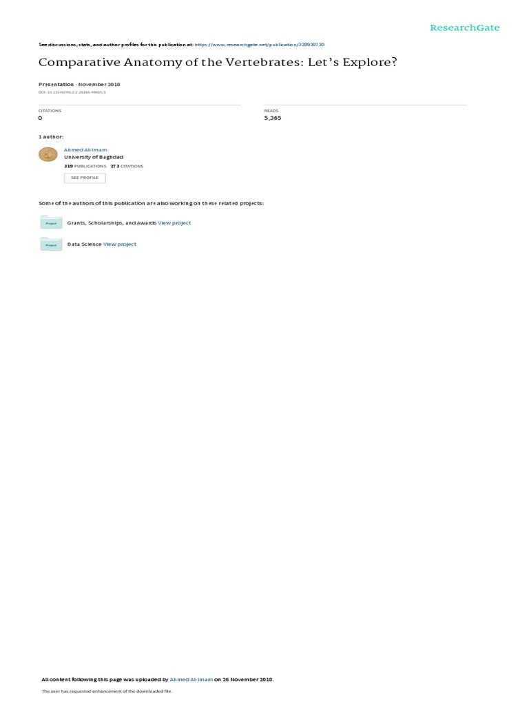 Comparative Anatomyofthe Vertebrates | PDF | Vertebral Column | Animal ...