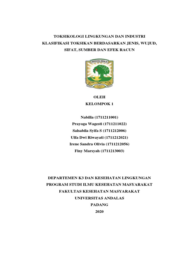 Kel1 - Konsep Dasar Racun Dan Klasifikasi Beserta Contoh | PDF