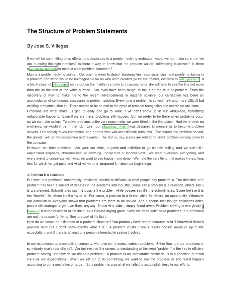 Kaizen-The Structure of Problem Statements | PDF | Inventory ...