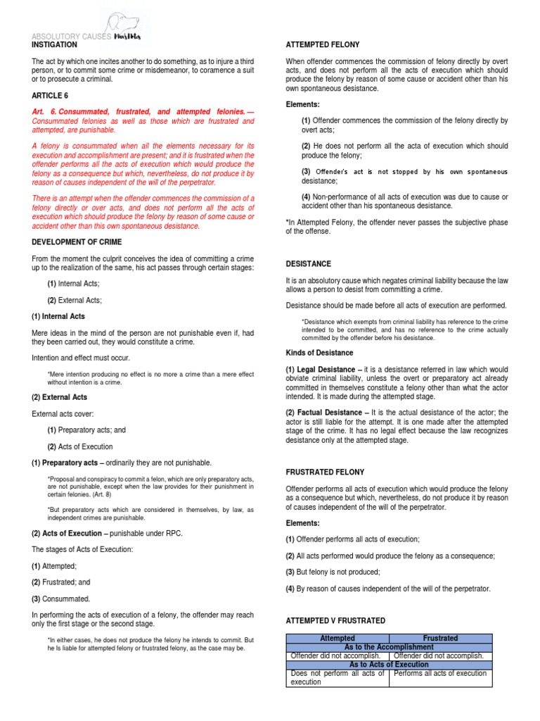 Absolutory Cause | PDF | Felony | Crime & Violence