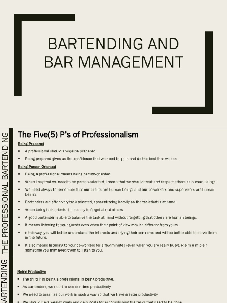 Bartending and Bar Management | PDF | Alcohol Abuse | Alcoholism