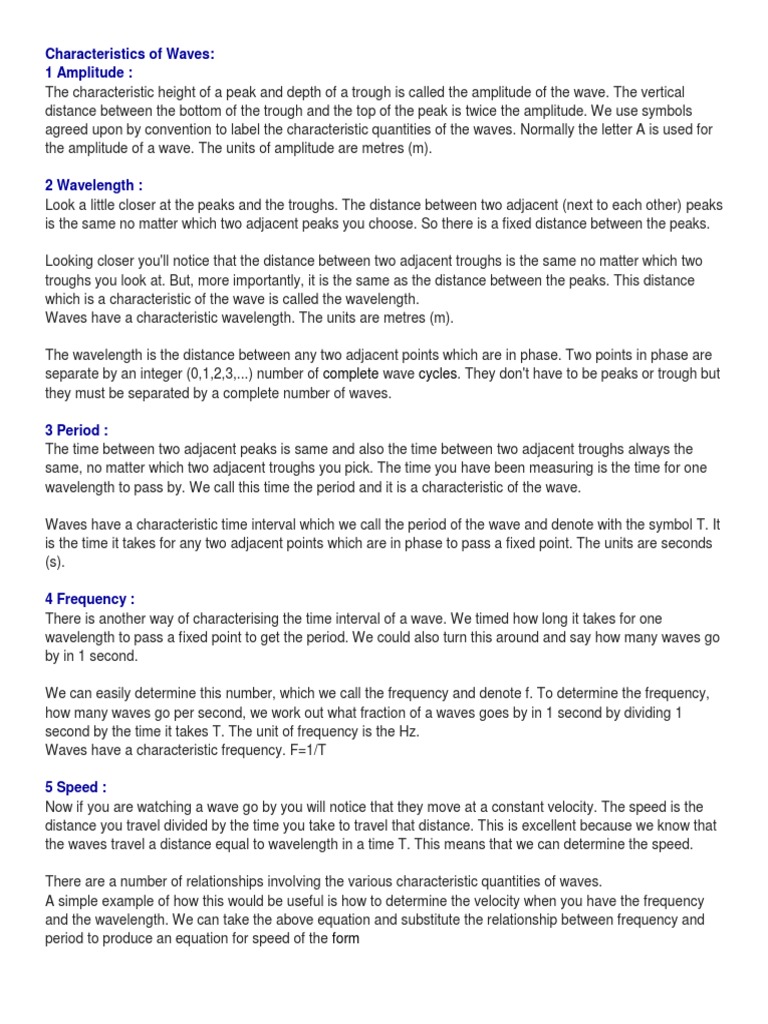 Characteristics of Waves | PDF | Frequency | Wavelength