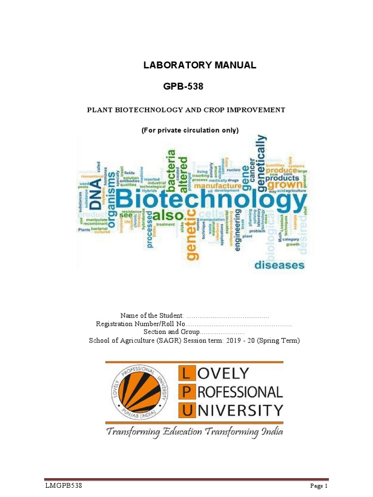 Laboratory Manual For Biotechnology | PDF | Agarose Gel Electrophoresis ...