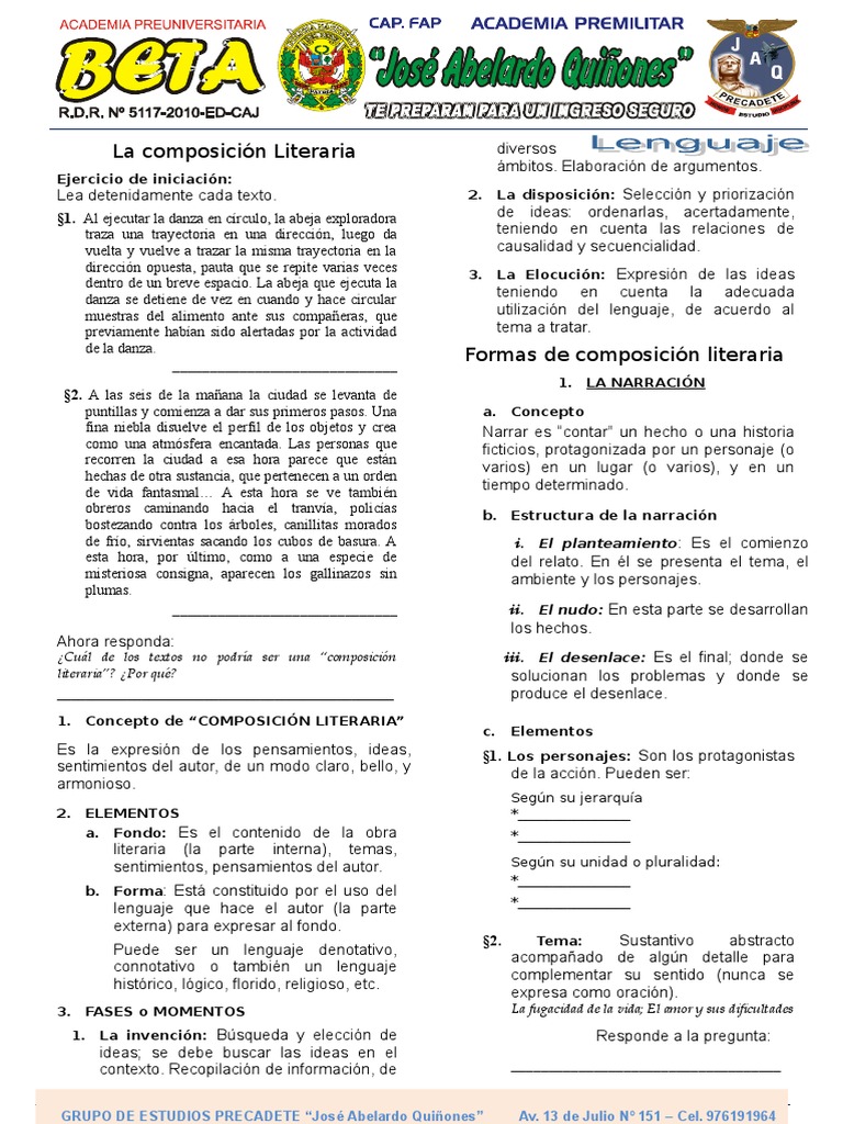 20 Tema - Composición Literaria | PDF | Narración