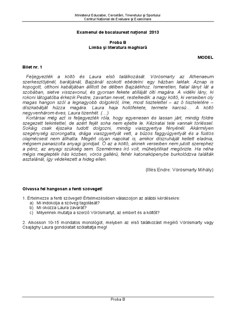 Modele de Subiecte Bacalaureat 2020 Proba B Orala Competente ...