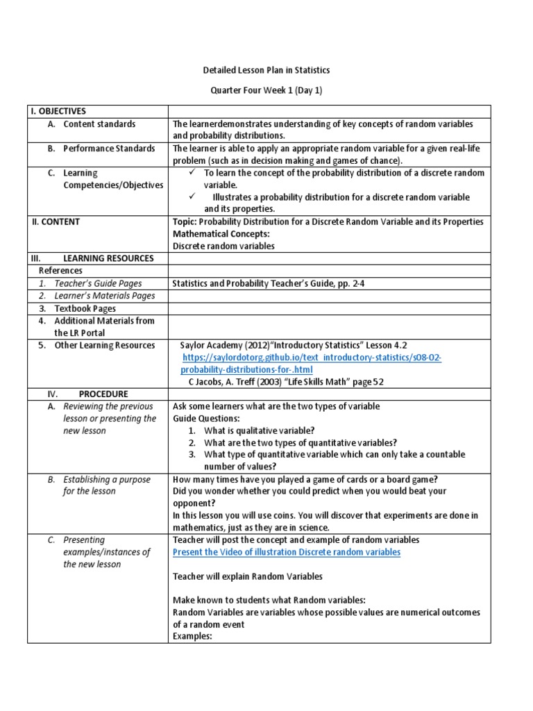 Understanding Probability Distributions of Discrete Random Variables: A ...