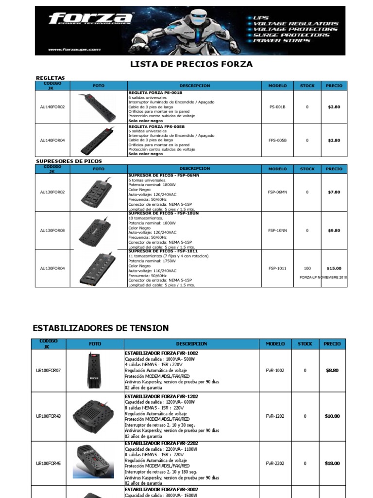 Lista de Precio Forza PDF | PDF | Fax | Equipo