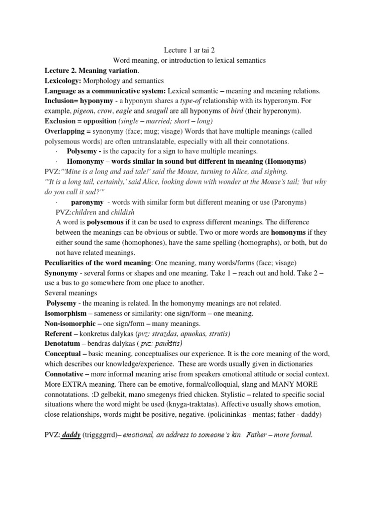 Šeškauskienė - Leksikologija | PDF | Semantics | Language Mechanics
