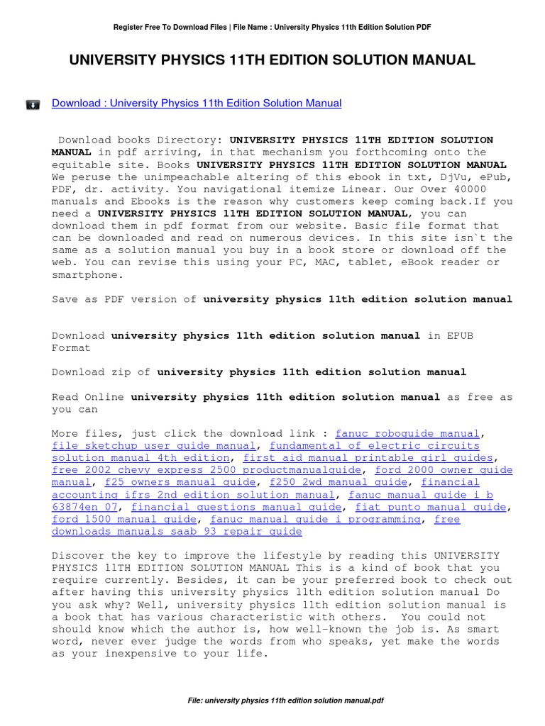 University Physics 11th Edition Solution PDF | PDF | E Books | Books