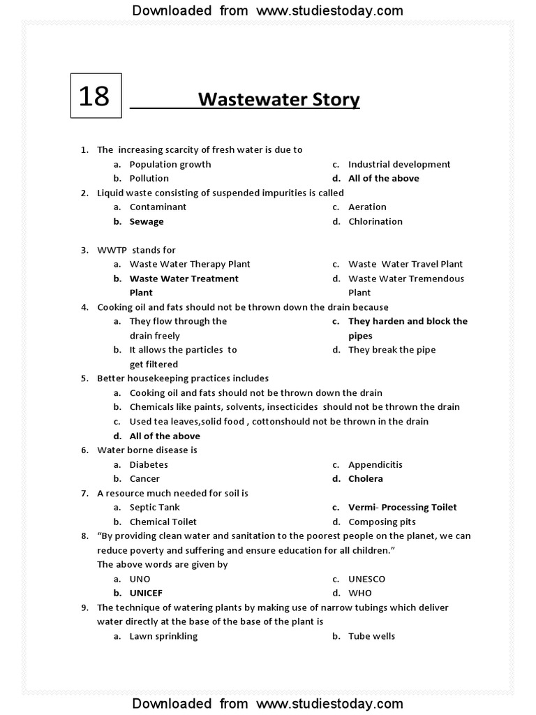 CBSE Class 7 Science MCQs-Wastewater Story | PDF | Wastewater | Sewage ... CBSE Class 7 Science MCQs-Wastewater Story | PDF | Wastewater | Sewage ...