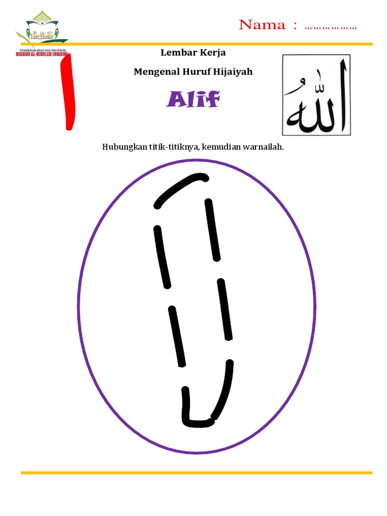 Menulis Huruf Hijaiyah Alif | PDF