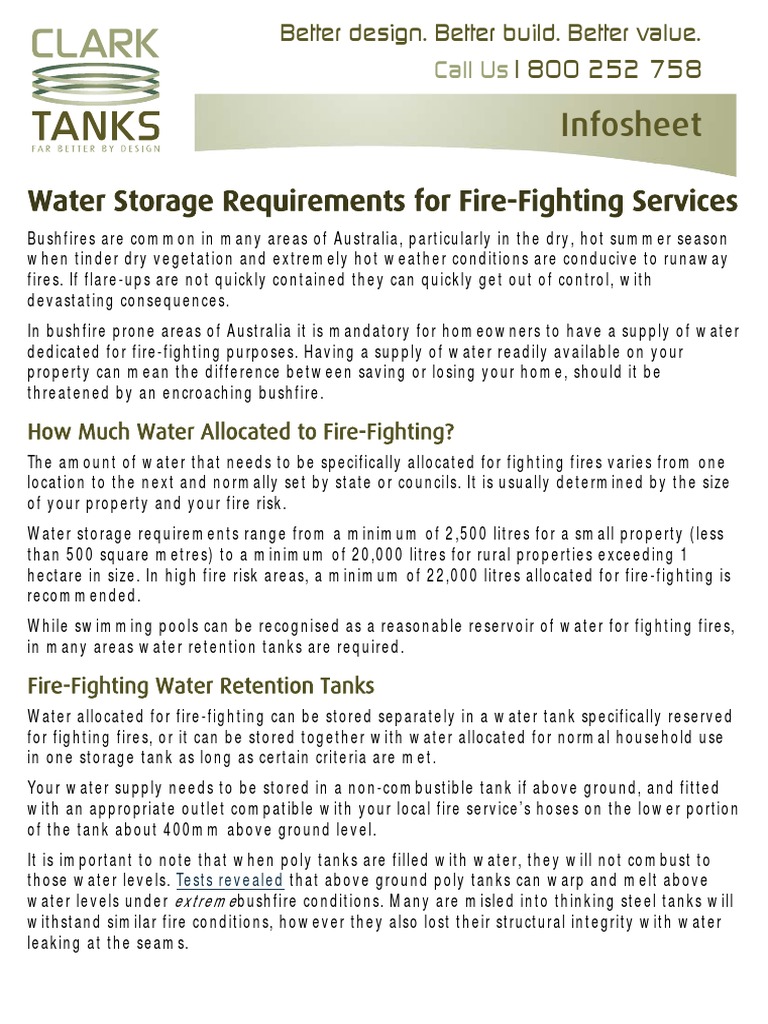 Water Storage Requirements For Fire Fighting Services PDF | PDF ...