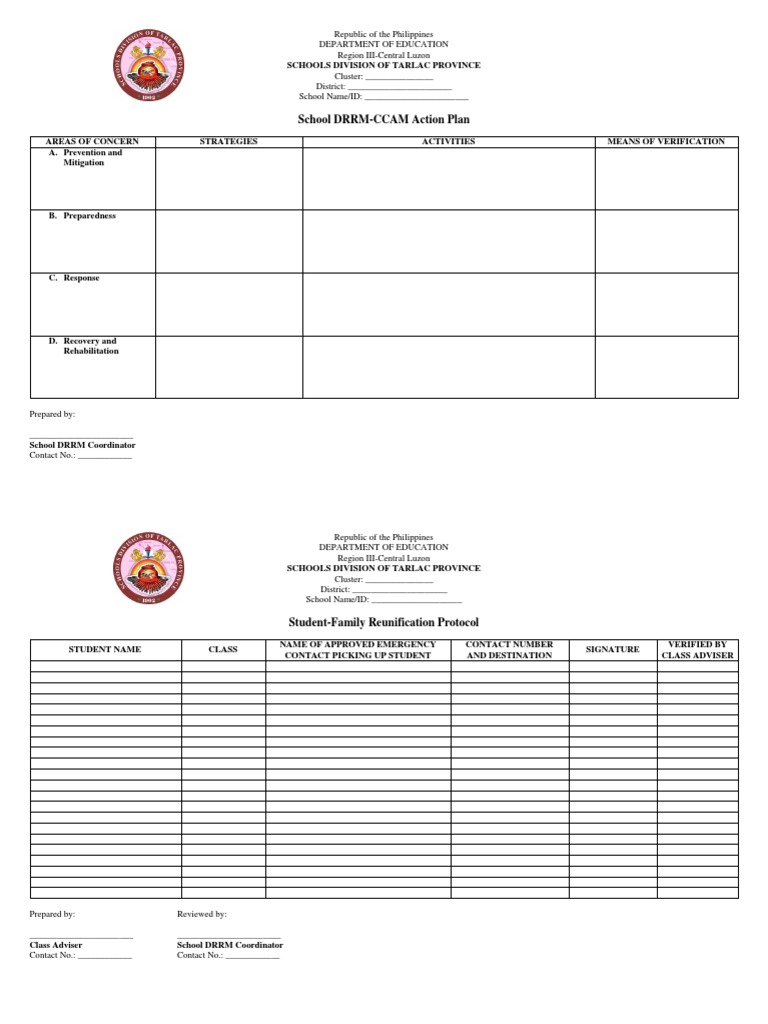 DRRM CCAM Plan - Lawrence Output | PDF | Emergency Management | Security