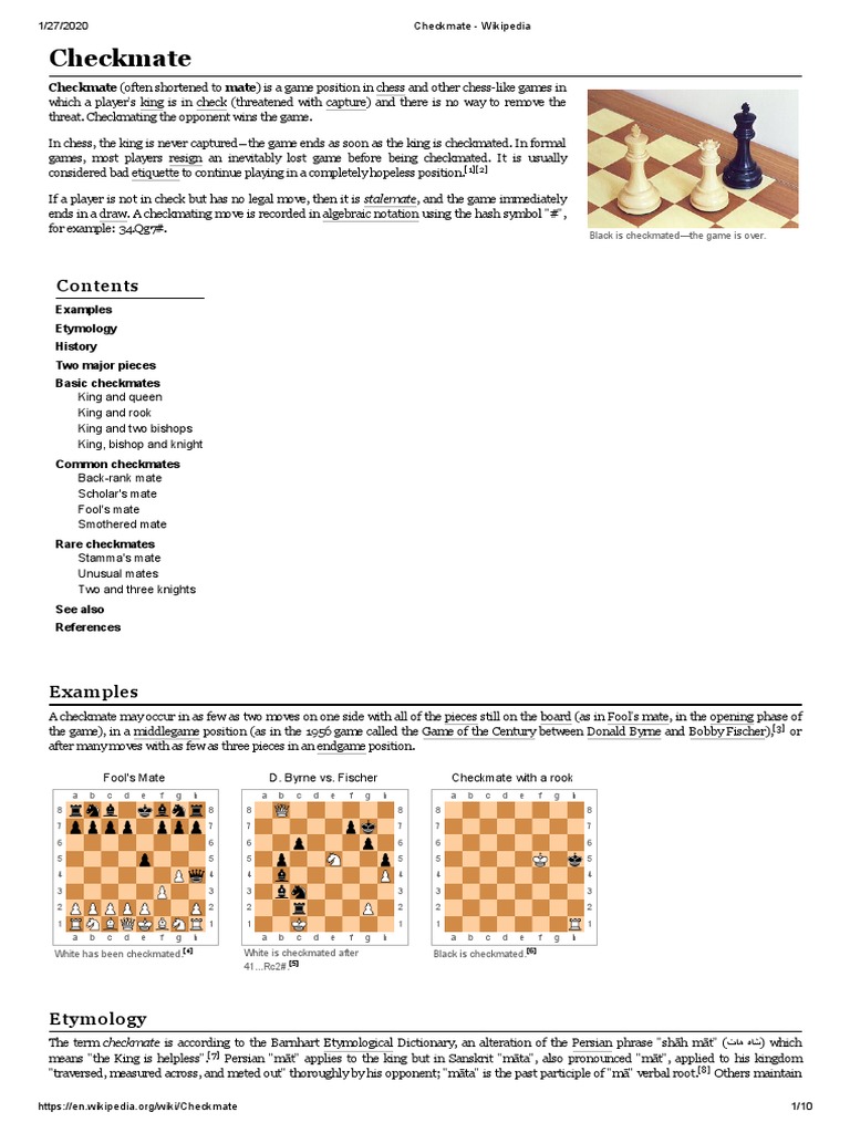 05 Checkmate - Wikipedia | Download Free PDF | Traditional Games | Gaming