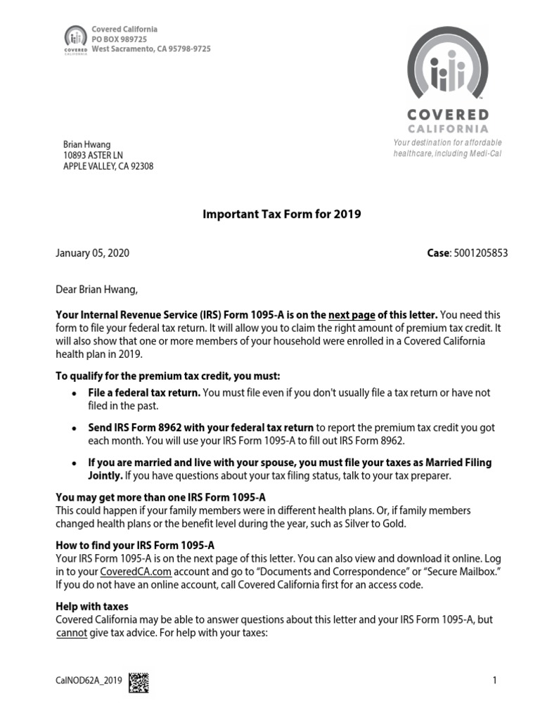 2019 IRS Form 1095-A Instructions | PDF | Internal Revenue Service ...
