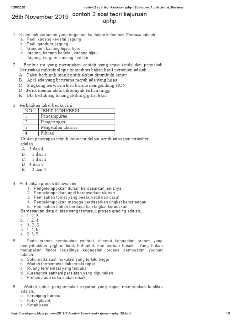 Soal Teori Kejuruan APHP | PDF | Kesehatan Holistik