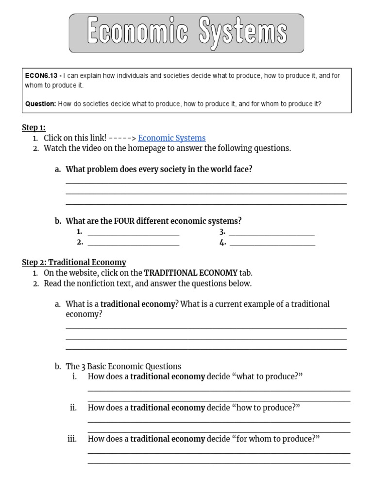 Economic Systems - Webquest | PDF | Economic System | Sociological Theories