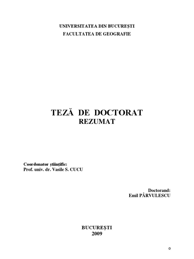 Sinteza Lucrare de Doctorat Bazinul Oltului | PDF